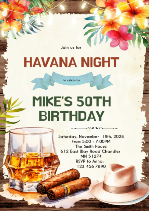 Plantilla de Havana night party invitation | PosterMyWall