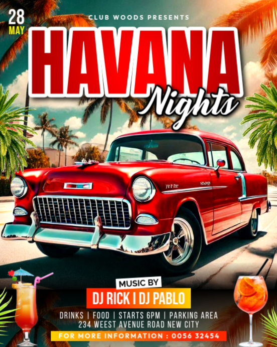 Copy of Havana Nights Event cuban night club theme party music dj ...