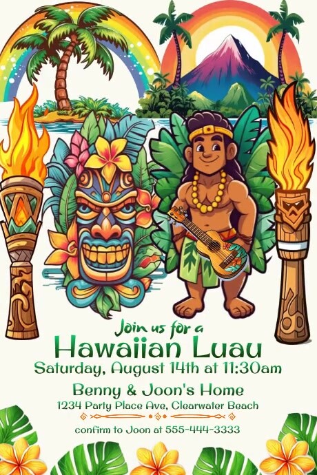 Hawaiian Luau Invitation Invitation Template | PosterMyWall