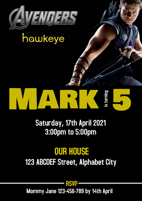 Hawkeye Birthday Invitation 5 Template | PosterMyWall