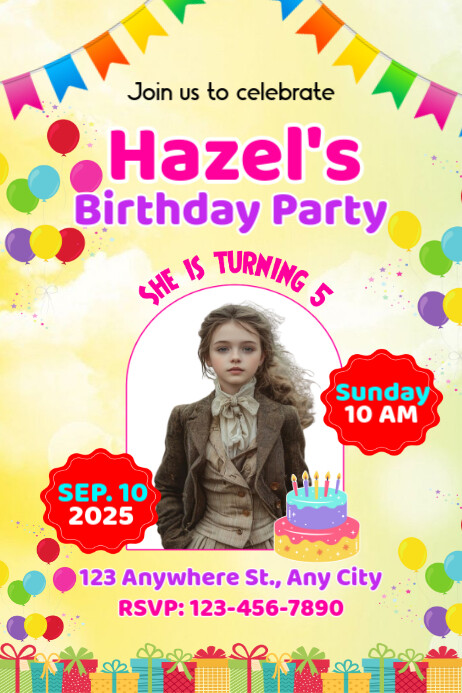 Hazel's 5th Birthday Party Invitation Template | PosterMyWall