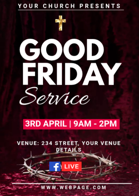 Plantilla de he is risen, good friday, church, easter | PosterMyWall