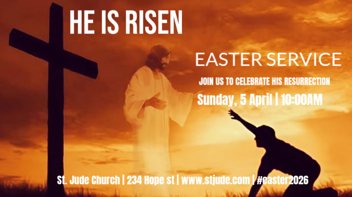 He Is Risen – Easter Celebration Service Template | PosterMyWall