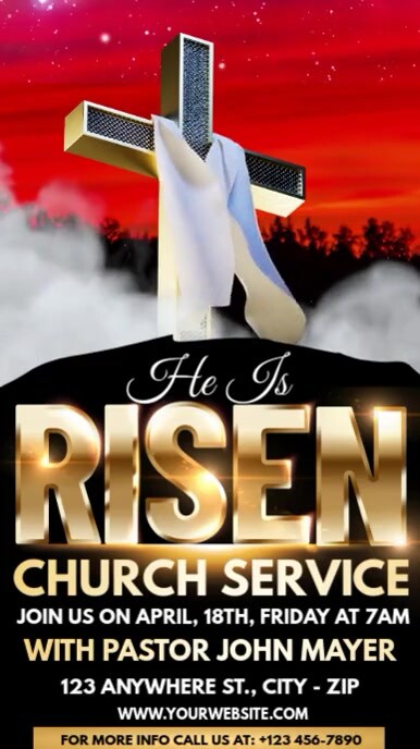 He is Risen - Church Easter 2025 Template | PosterMyWall