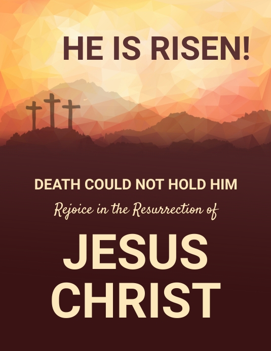 He is risen church Easter flyer Template | PosterMyWall