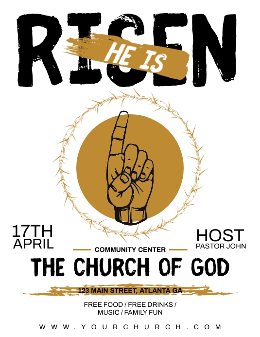 He is risen church flyer template 1 | PosterMyWall