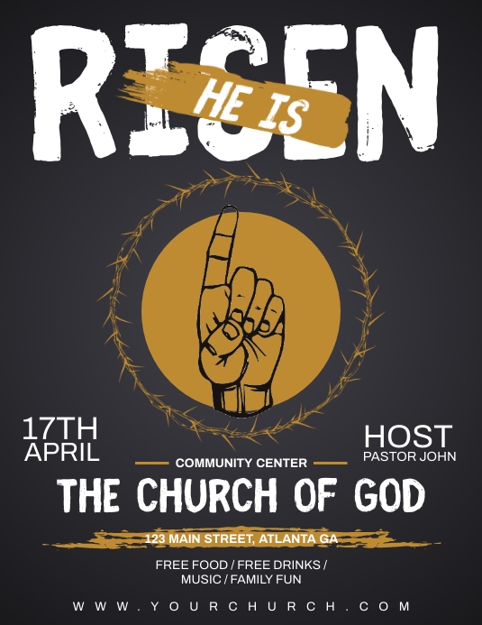 Modèle He is risen church flyer template 2 | PosterMyWall