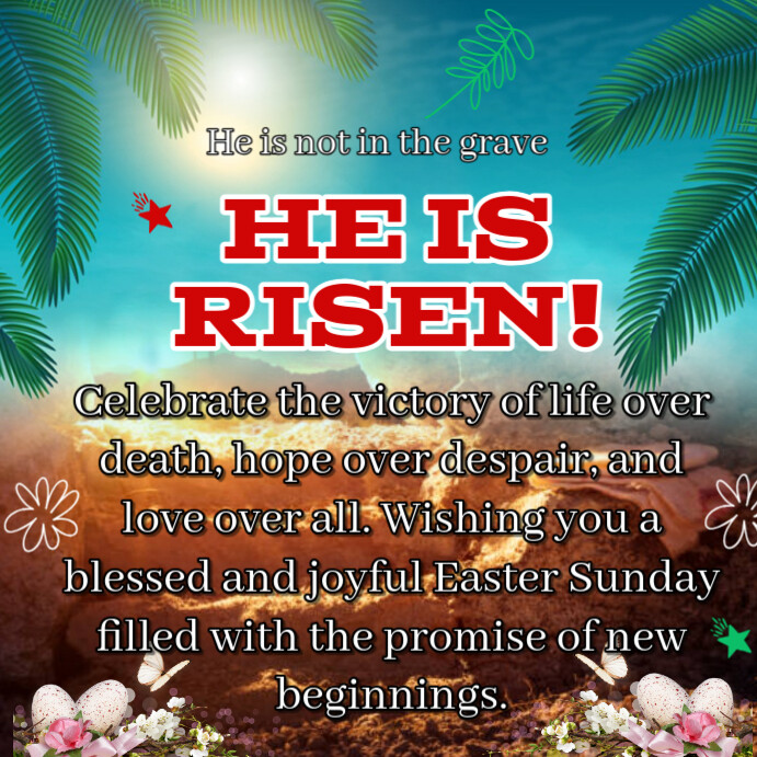 He is Risen Easter Card Template | PosterMyWall