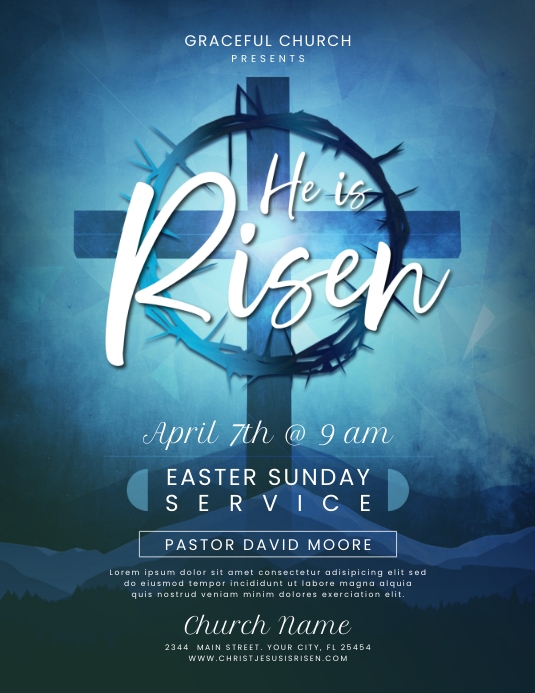 Copy of He is Risen Easter Sunday Church Flyer | PosterMyWall