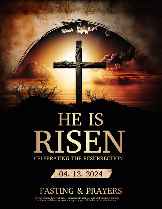 He Is Risen Flyer, Prayers and fasting Template | PosterMyWall