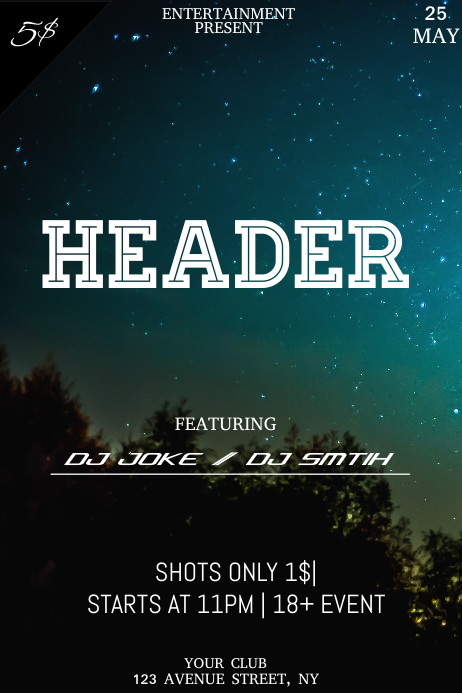 Header party night flyer template | PosterMyWall