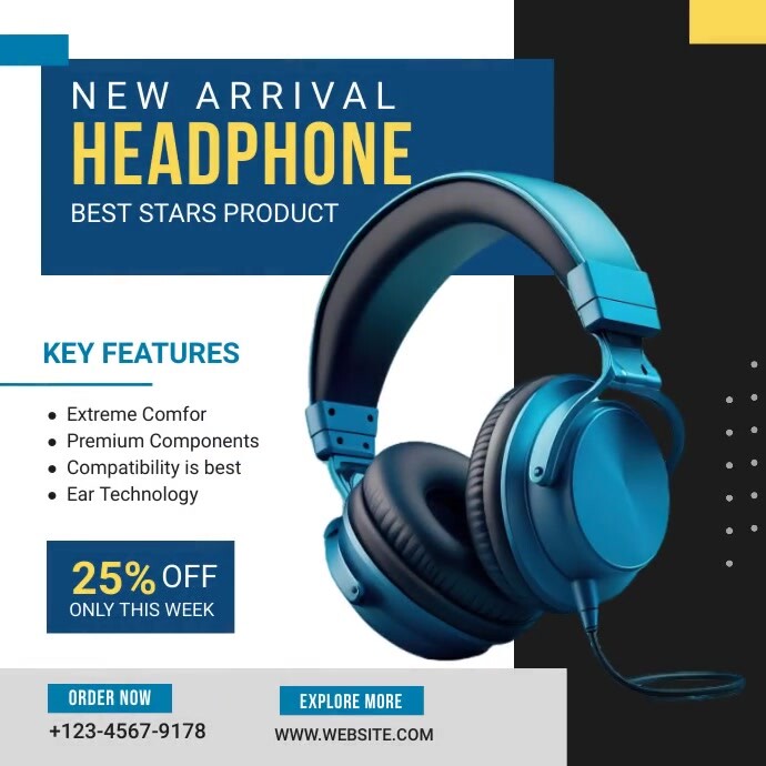 Plantilla de Headphone Banner ad | PosterMyWall