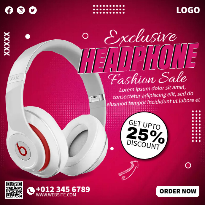 Plantilla de Headphone Discount Ads | PosterMyWall