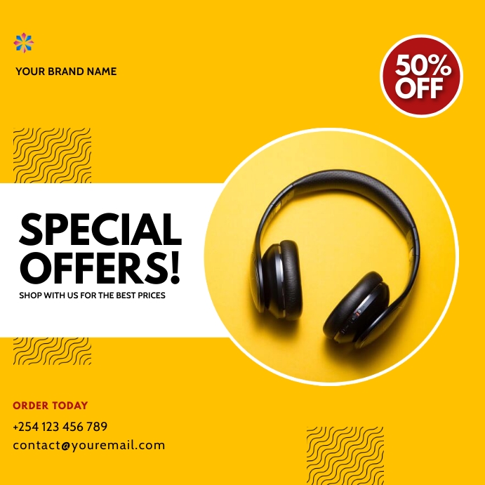 headphone earphones electronics gadgets flyer Template | PosterMyWall