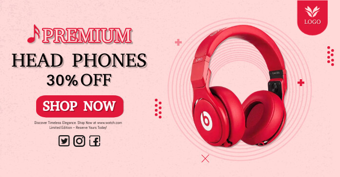 Headphone Facebook ads Design Template | PosterMyWall