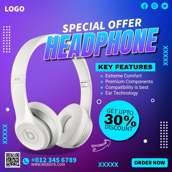 Copy of Headphone Template Ads | PosterMyWall