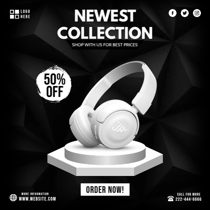 Headphone Template | PosterMyWall