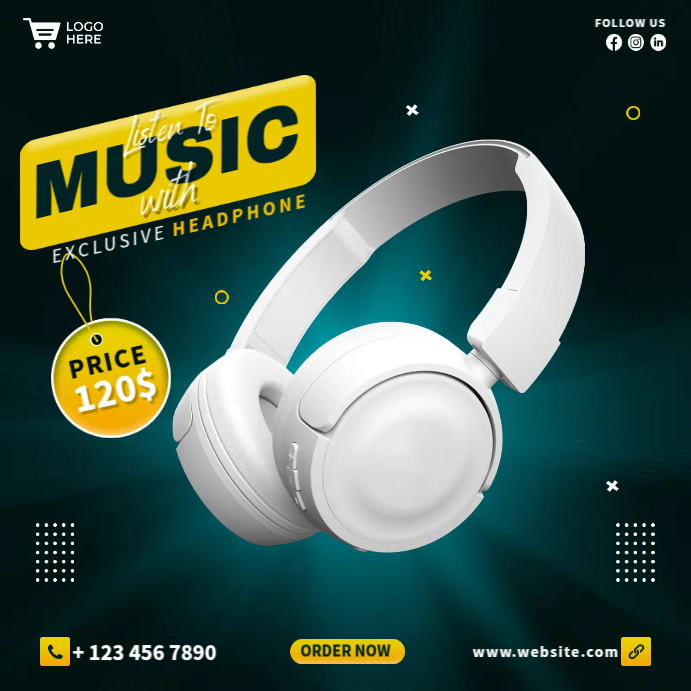 Headphone Template | PosterMyWall