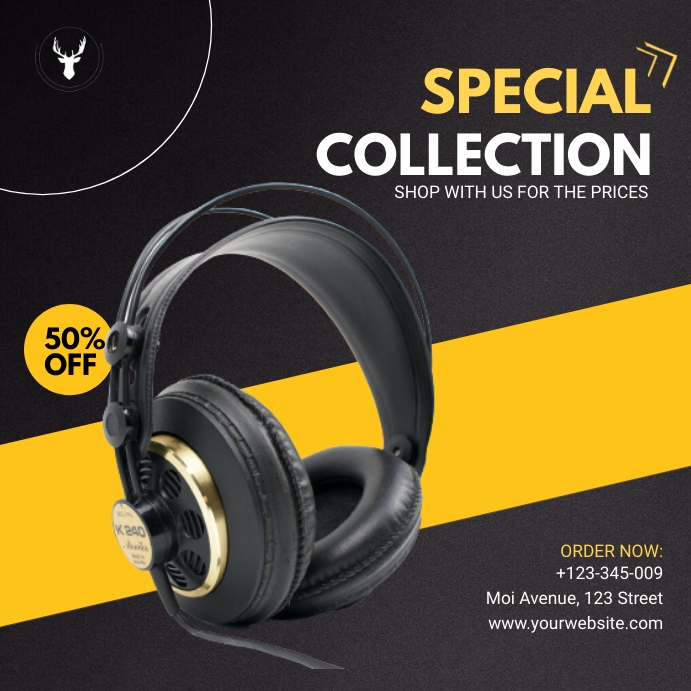 Copy of headphones earphones poster | PosterMyWall