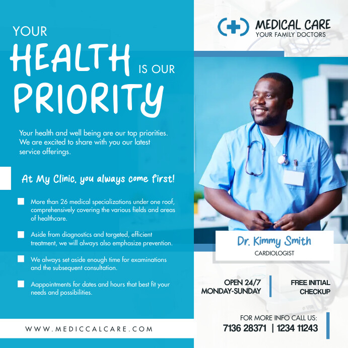 Health Clinic Social Media Post Template | PosterMyWall