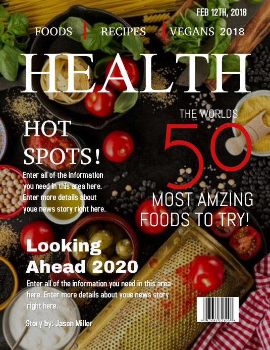 White Healthy Food Magazine Cover Template | PosterMyWall