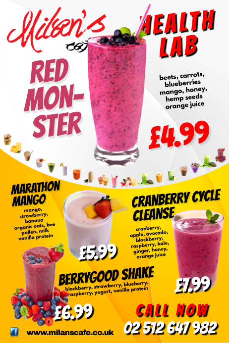 Health Lab Menu Poster Template | PosterMyWall