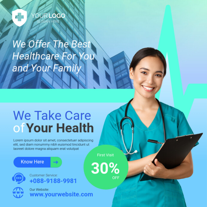 Healthcare Services Ads Poster Flyer Modelo | PosterMyWall