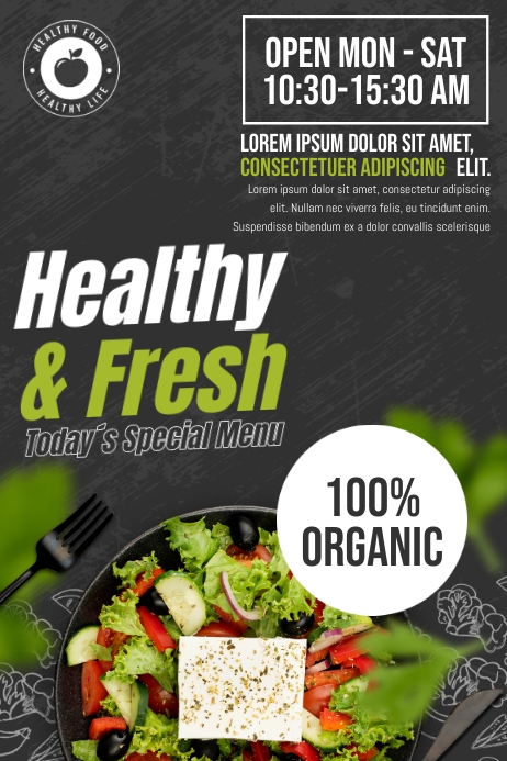 Healthy & Fresh Menu Template | PosterMyWall