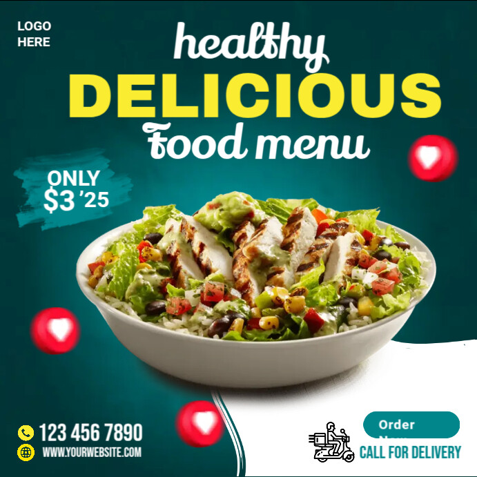 Healthy Delicious Food Menu Template | PosterMyWall