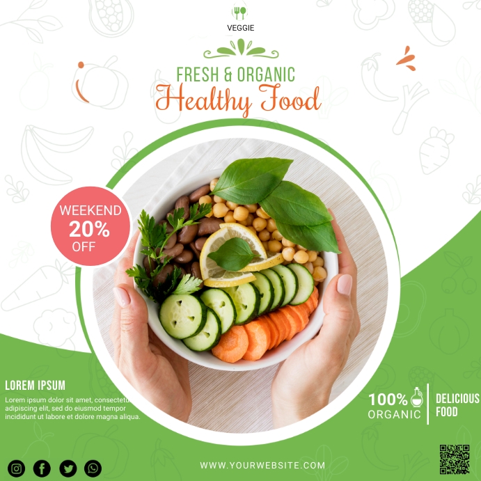 HEALTHY FOOD INSTRAGRAM TEMPLATE | PosterMyWall