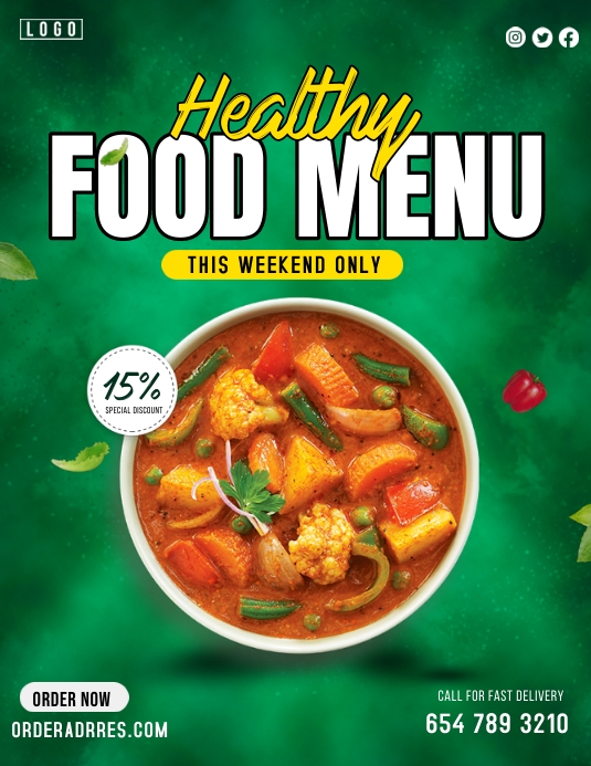 Healthy Food Menu Template | PosterMyWall