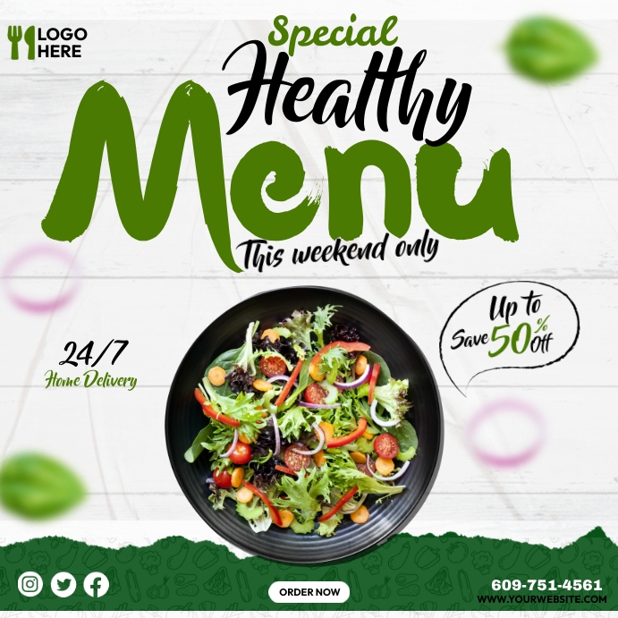 Healthy Food Menu Template | PosterMyWall