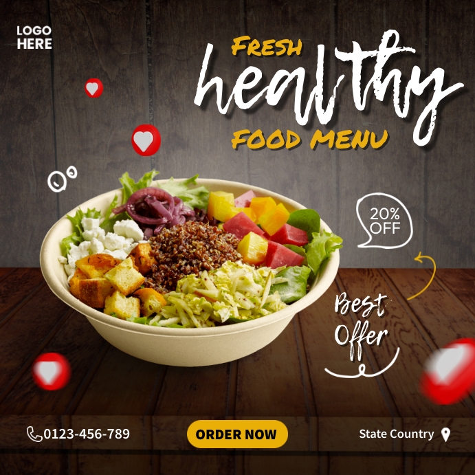 Healthy Food Menu Template | PosterMyWall