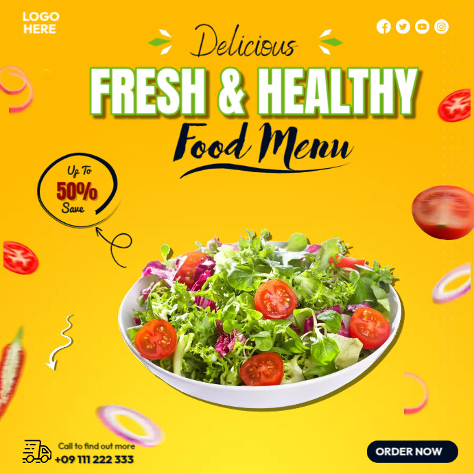 Healthy Food Menu Template | PosterMyWall