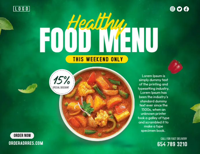 Healthy Food Menu Template | PosterMyWall