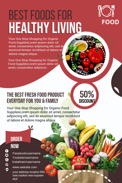 Healthy food restaurant menu Banner Template | PosterMyWall