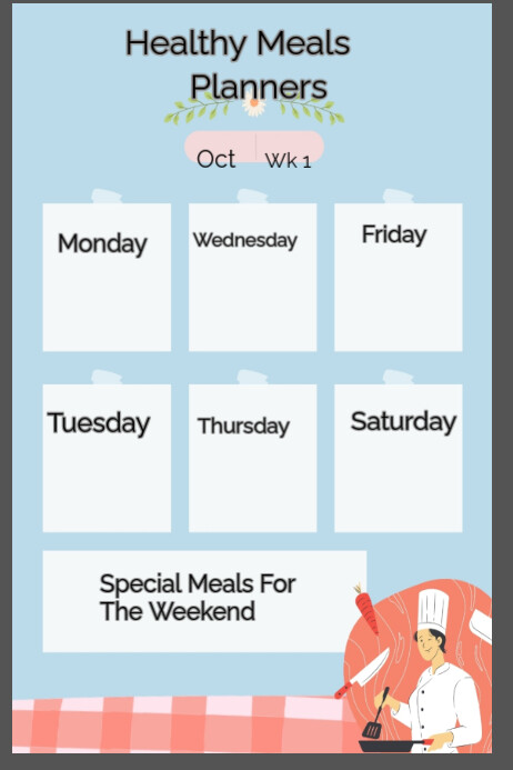Copy of Healthy Meals Weekly Planners Design template | PosterMyWall