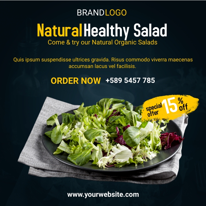 healthy salad social media post design Template | PosterMyWall