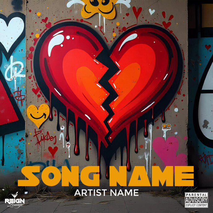 Heartbreak Song, Album Cover Featuring a Broken Heart Template ...