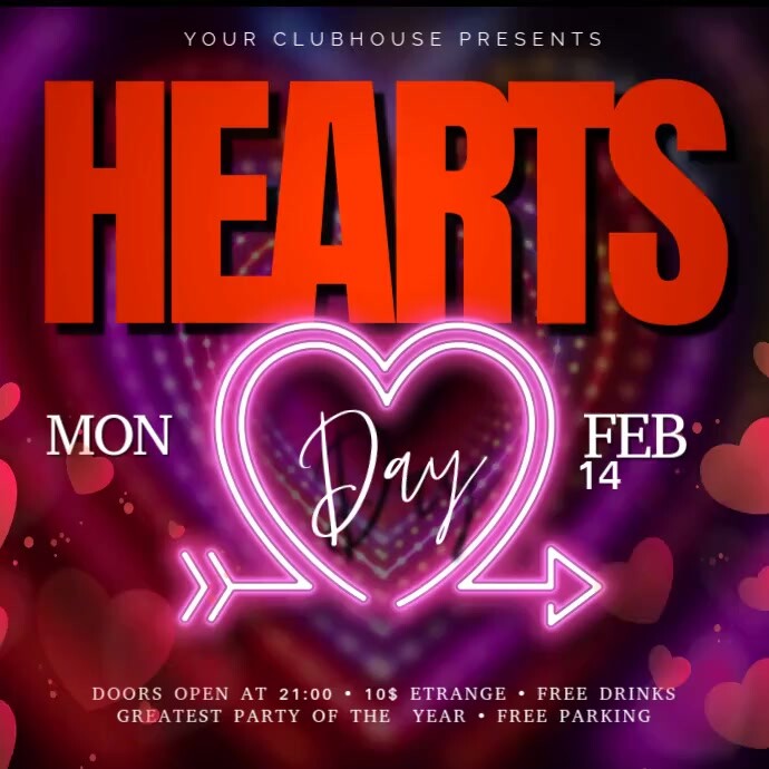 HEARTS DAY,A Template | PosterMyWall