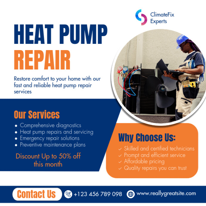 Heat Pump Repair Services Poster Template | PosterMyWall