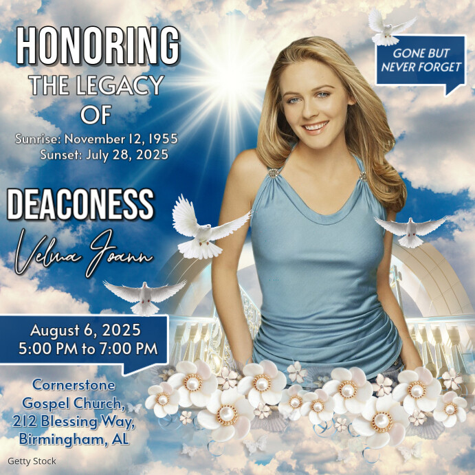 Heaven Cloud Silver Stairs Gate Flowers Funeral Flyer Memorial Flyer ...