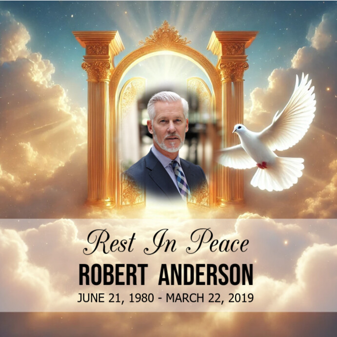 Heaven Funeral Announcement Instagram Post Template | PosterMyWall