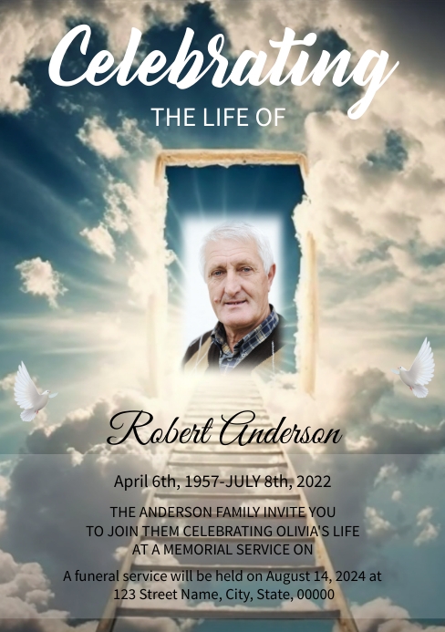 Heaven Funeral template announcement | PosterMyWall