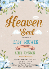 Heaven sent baby shower invitation Template | PosterMyWall