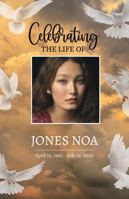 Heaven sky,dove Funeral Program Template (3) | PosterMyWall