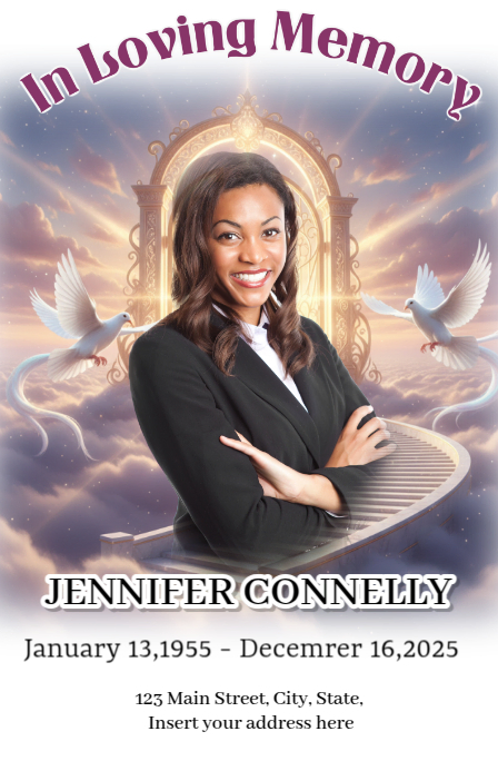 heaven sky Funeral Card In Loving Memory Half Page Wide Template ...