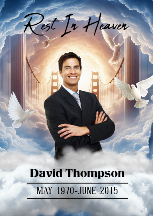 Copy of Heavenly Funeral Announcement Card | PosterMyWall