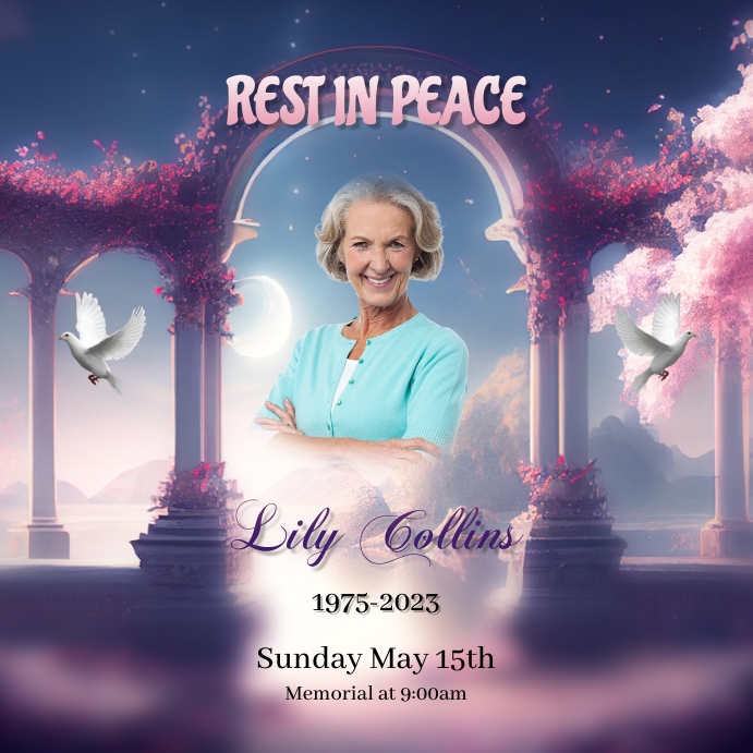 Heavenly Funeral Announcement Instagram Post Template | PosterMyWall