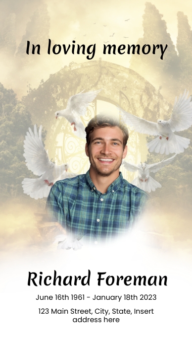 Heavenly Funeral announcement invitation Template | PosterMyWall